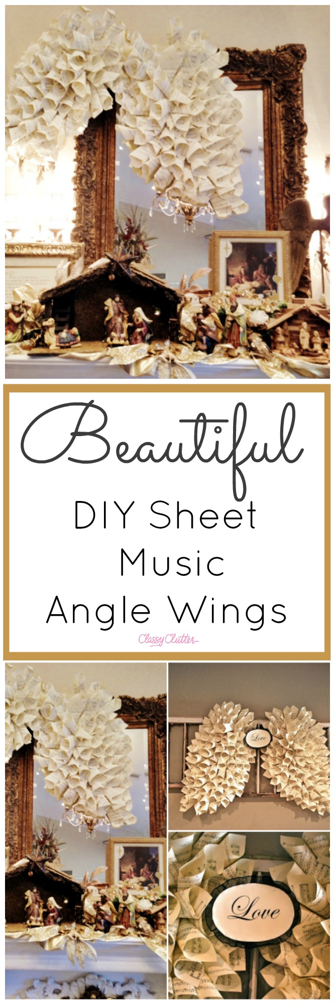 Beautiful DIY Sheet Music Angel Wings